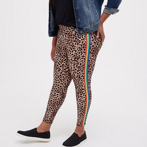 torrid | Pants & Jumpsuits | Torrid Platinum Leopard Print Rainbow Side ...